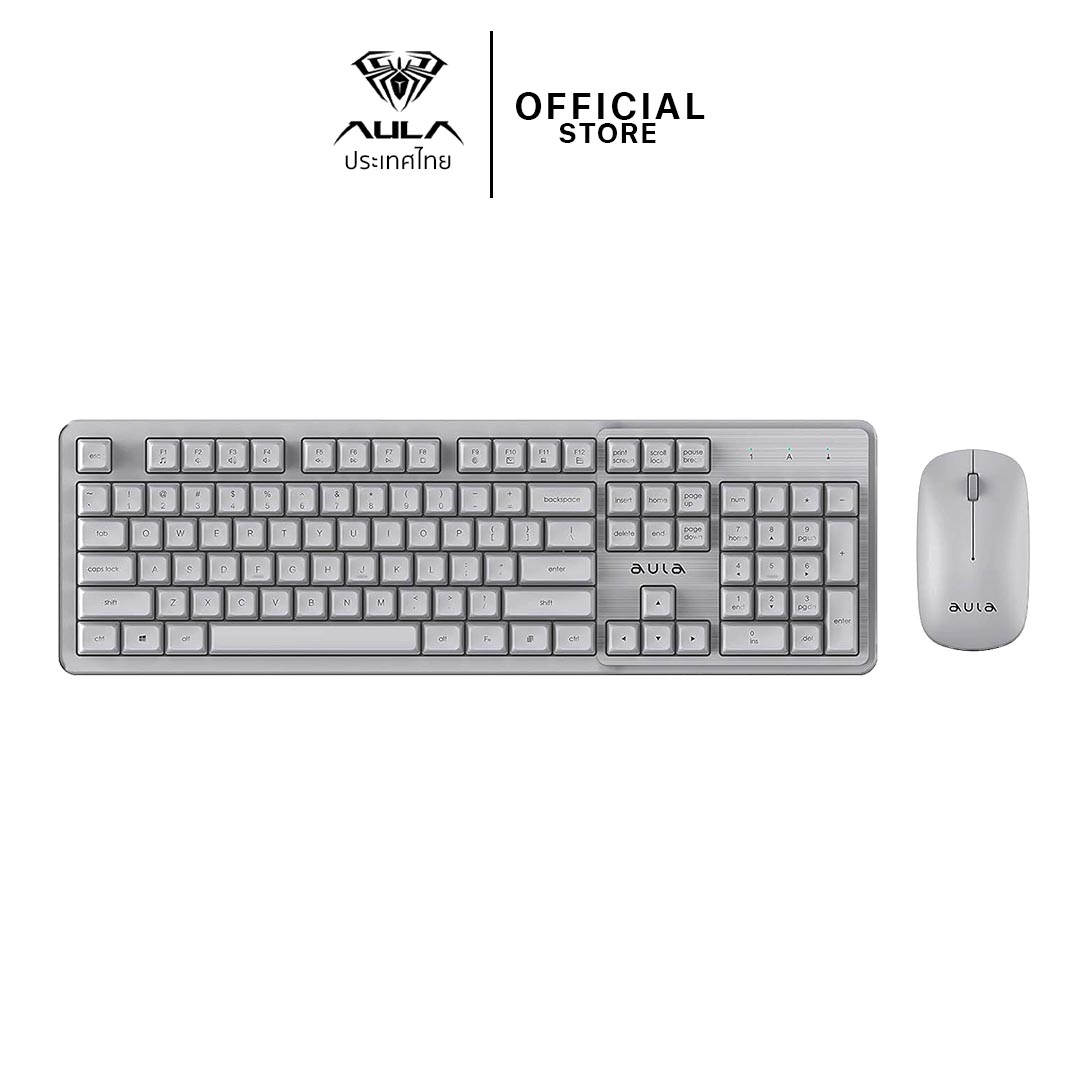 KEYBOARD & MOUSE (คีย์บอร์ดและเมาส์ไร้สาย) AULA AC202 WHITE – INTEK TRADING GROUP